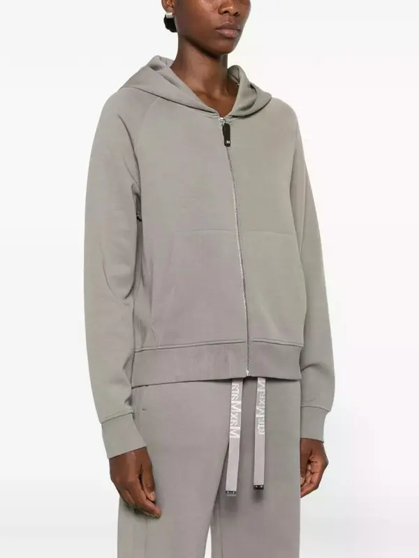 Max Mara Embroidered Logo Zip-up Hoodie - Grey