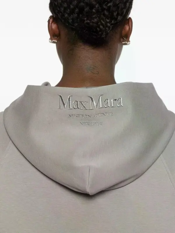 Max Mara Embroidered Logo Zip-up Hoodie - Grey