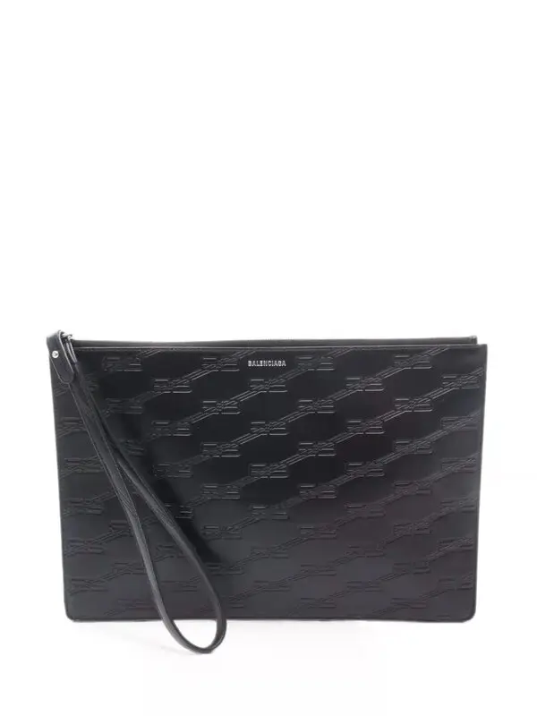 Balenciaga Bb Monogram Clutch Bag - Black
