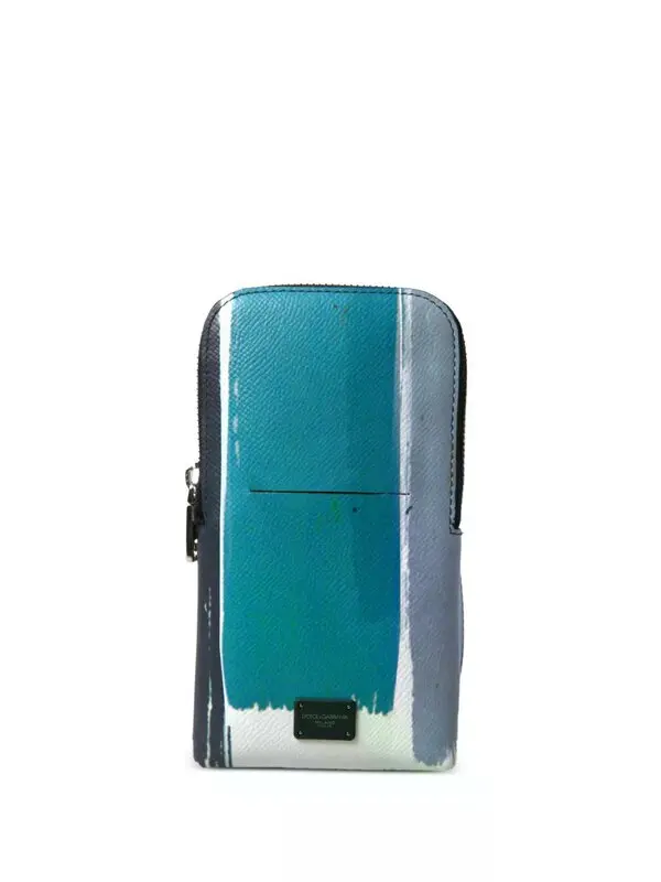 Dolce & Gabbana Abstract Paint Leather Phone Bag - Blue