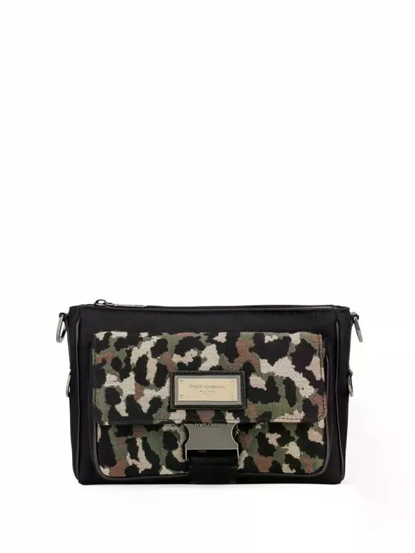 Dolce & Gabbana Leopard Jacquard Crossbody Bag - Black