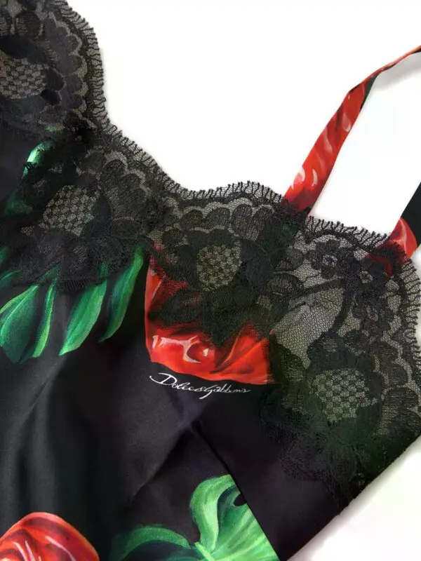 Dolce & Gabbana Floral Print Lace Trim Camisole