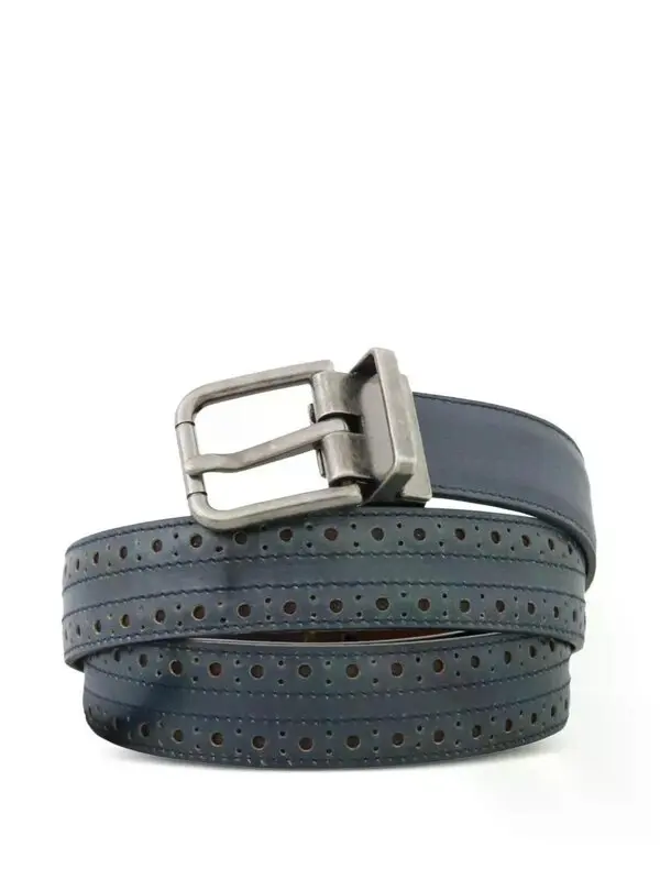 Dolce & Gabbana Perforated Leather Reversible Belt