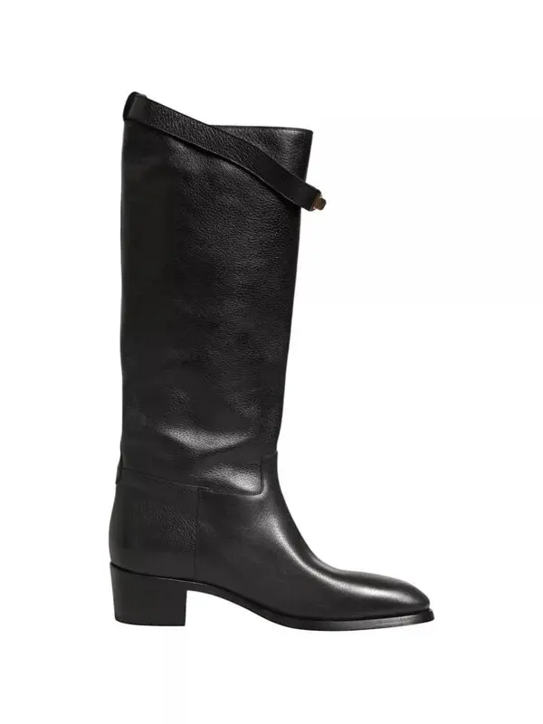 Dolce & Gabbana Knee-high Logo Plaque Leather Boots