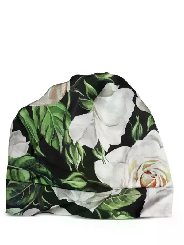 Dolce & Gabbana Floral Print Turban With 3d Flower Appliqu