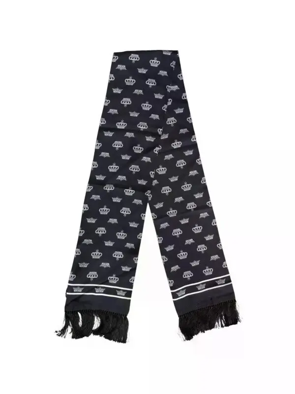 Dolce & Gabbana Crown-print Fringed Scarf