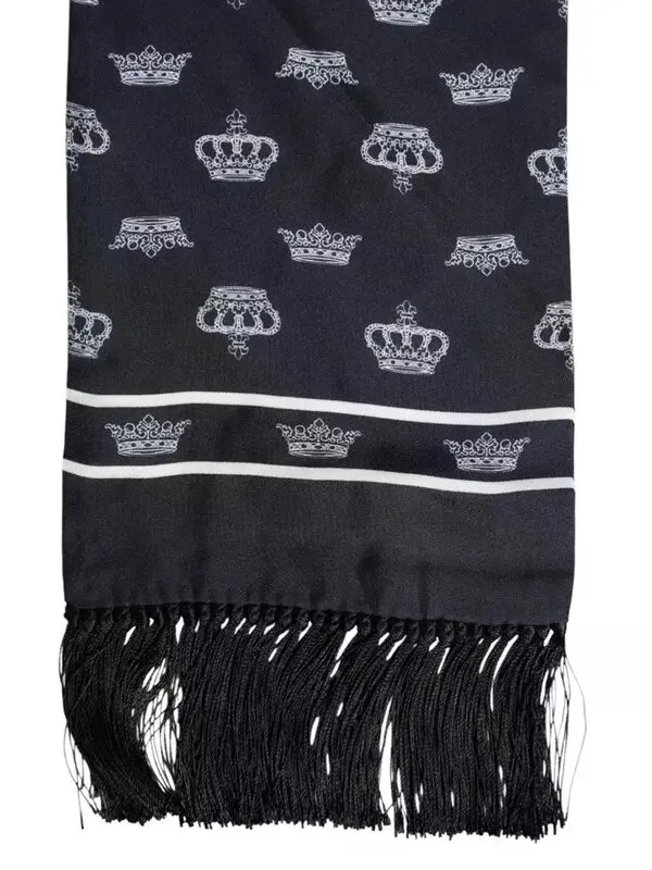 Dolce & Gabbana Crown-print Fringed Scarf