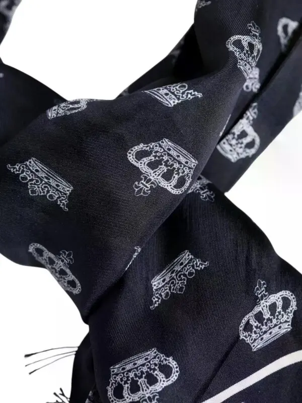 Dolce & Gabbana Crown-print Fringed Scarf