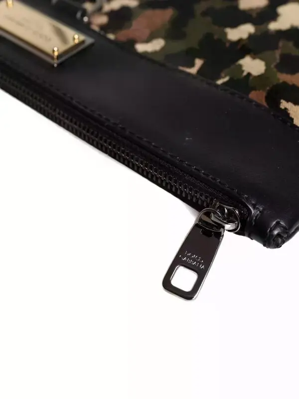 Dolce & Gabbana Leopard Print Jacquard Panel Clutch Bag