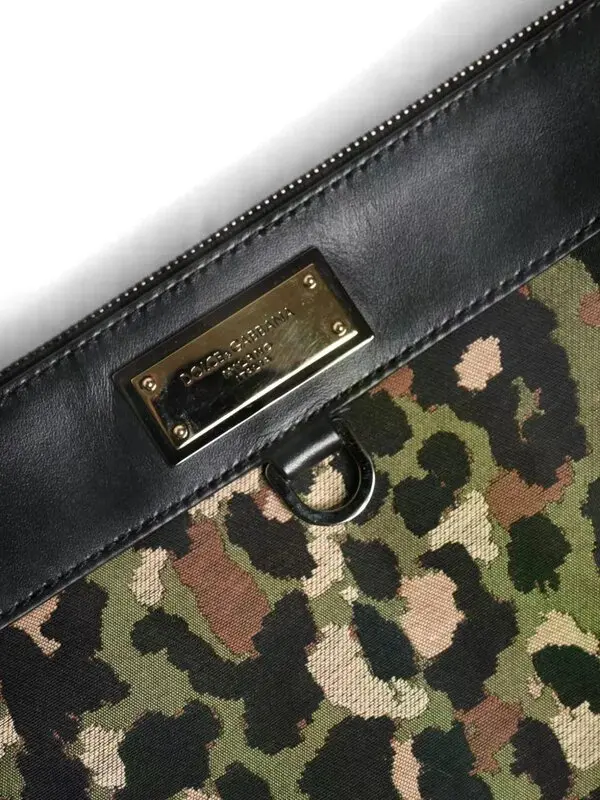 Dolce & Gabbana Leopard Print Jacquard Panel Clutch Bag