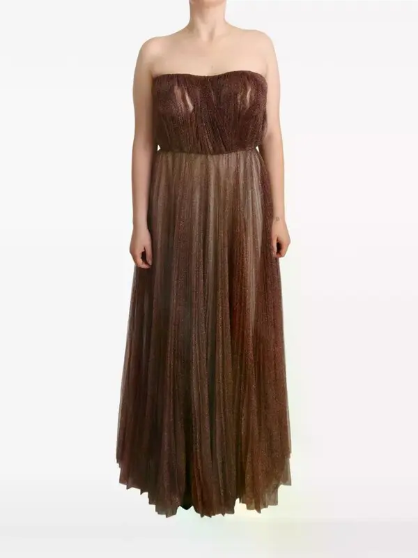 Dolce & Gabbana Glitter-finish Pleated Maxi Dress