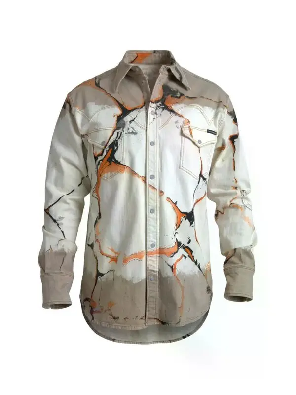 Dolce & Gabbana Marble-print Denim Shirt