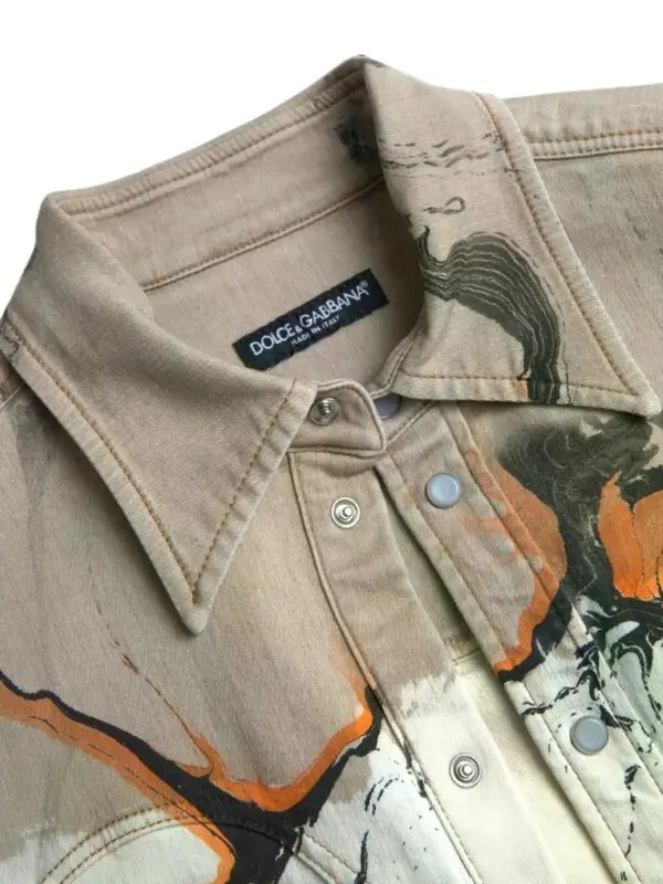 Dolce & Gabbana Marble-print Denim Shirt