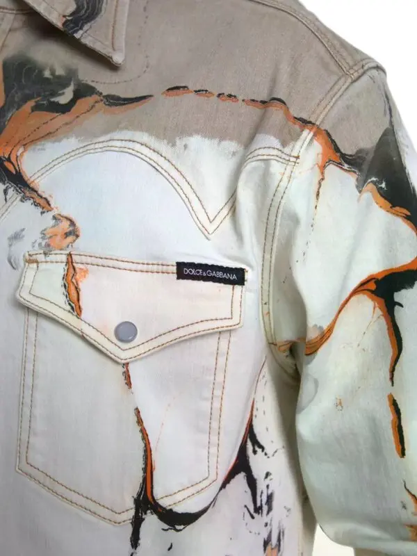 Dolce & Gabbana Marble-print Denim Shirt