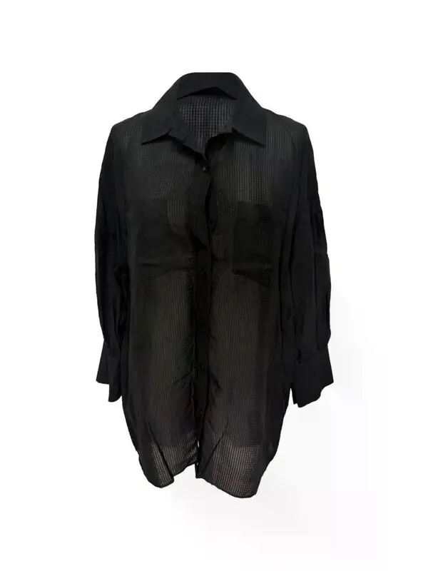 ANINE BING Textured Button-down Shirt With Classic Collar And Chest Pockets