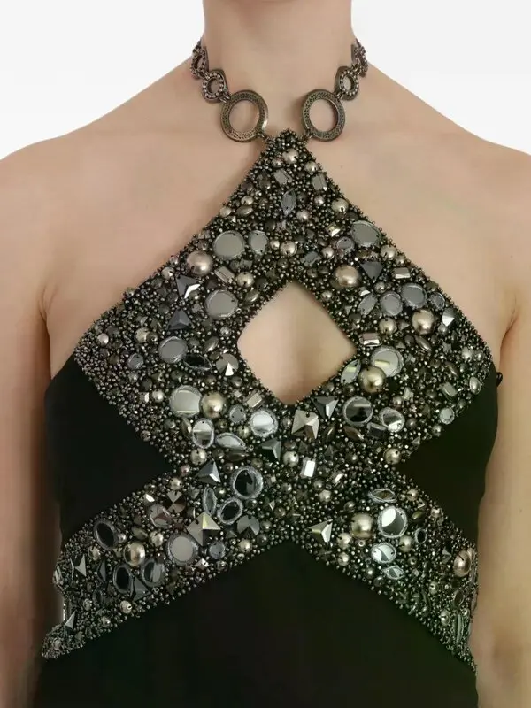 John Richmond Sequin-embellished Halterneck Mini Dress