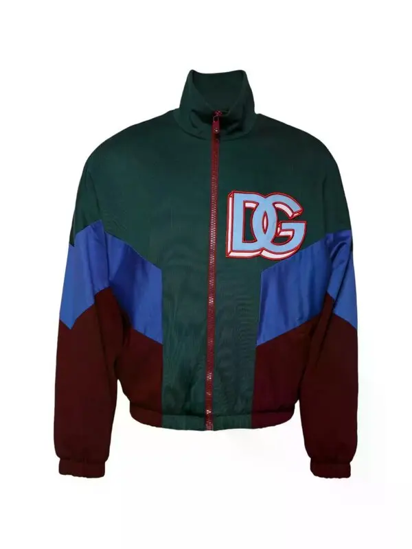Dolce & Gabbana High Neck Logo Patch Zip-up Jacket