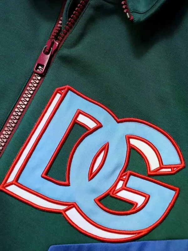 Dolce & Gabbana High Neck Logo Patch Zip-up Jacket