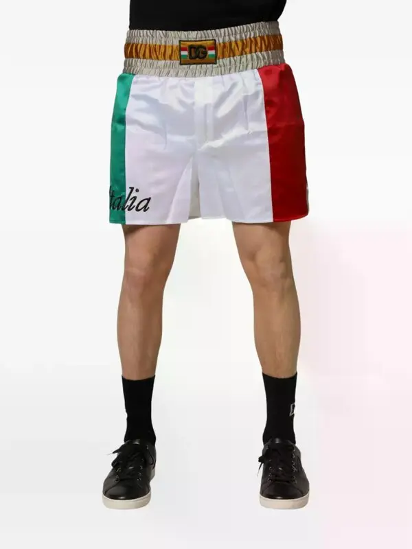 Dolce & Gabbana Italia Logo Embroidered Shorts