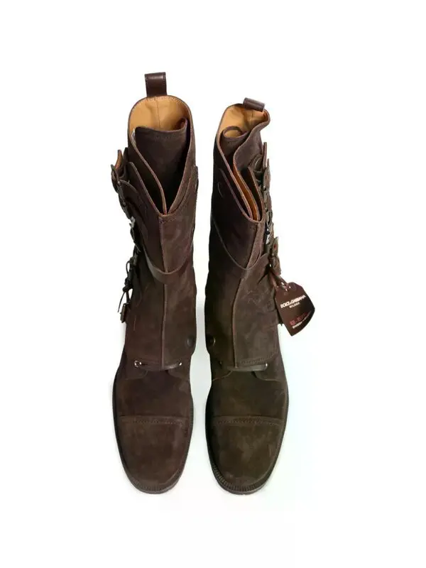 Dolce & Gabbana Multi-buckle Suede Ankle Boots