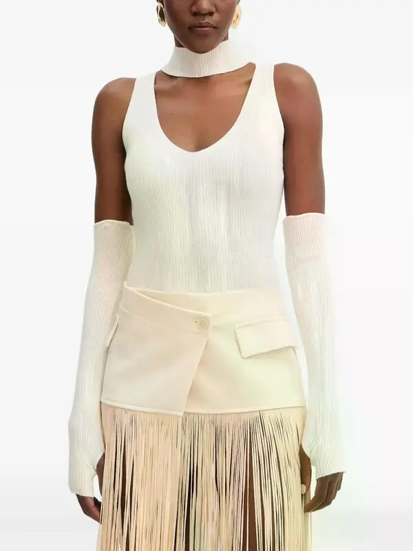 HAVEONE Ribbed Knit Sleeveless V-neck Top