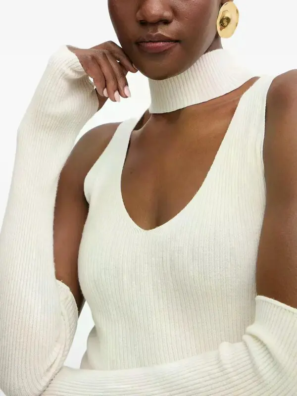 HAVEONE Ribbed Knit Sleeveless V-neck Top