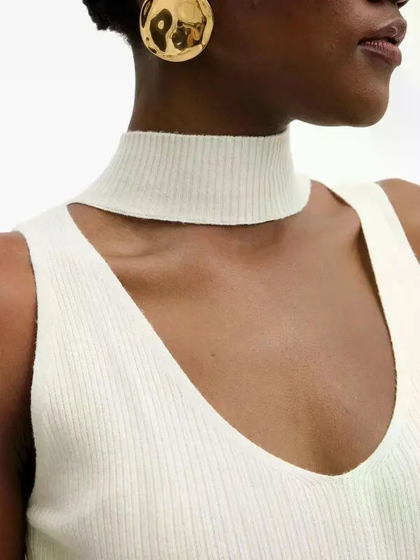 HAVEONE Ribbed Knit Sleeveless V-neck Top