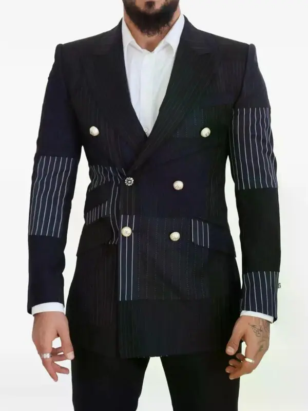 Dolce & Gabbana Patchwork Double-breasted Blazer - Blue
