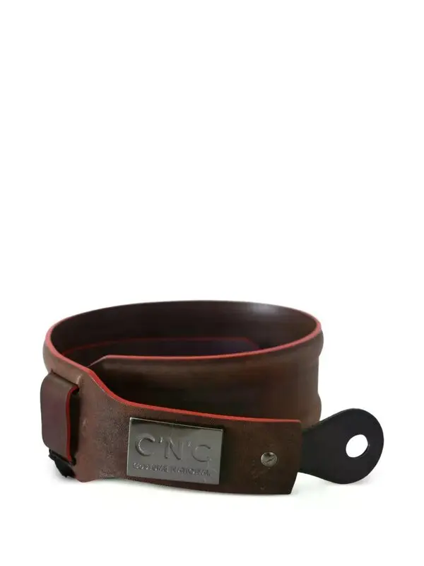 Costume National Leather Belt With Logo Plaque - Brown
