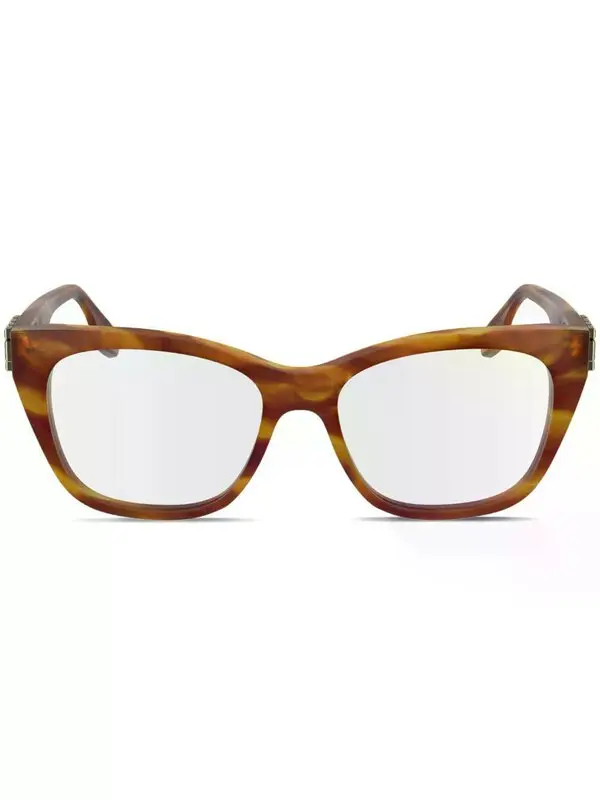 Victoria Beckham Striped Blonde Pattern Cat-eye Frame Eyeglasses - Brown