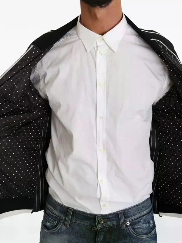 Dolce & Gabbana Pinstripe Embellished Bomber Jacket