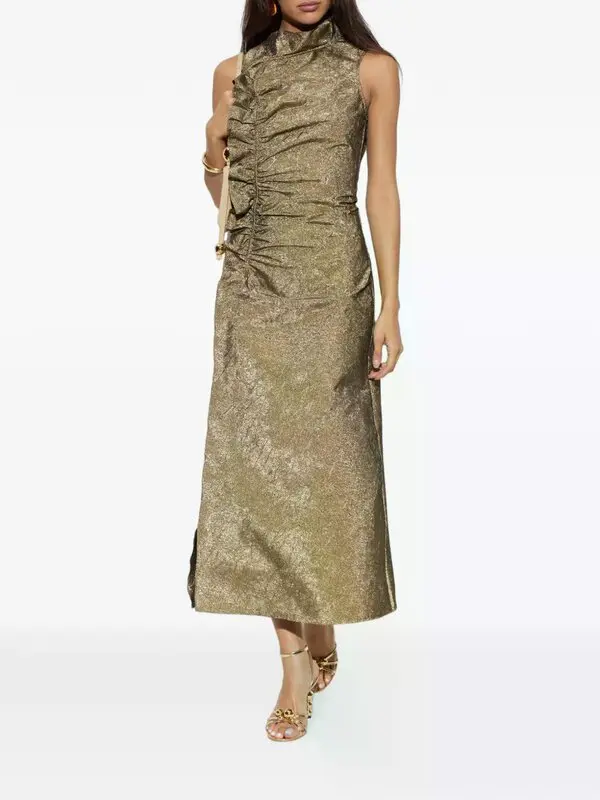 Ulla Johnson Ruched Metallic-effect Maxi Dress