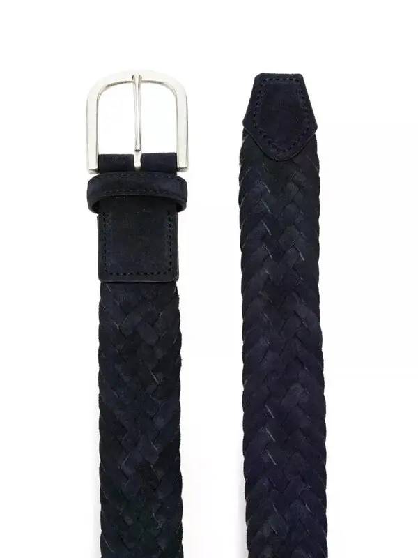Canali Braided Leather Buckle Belt