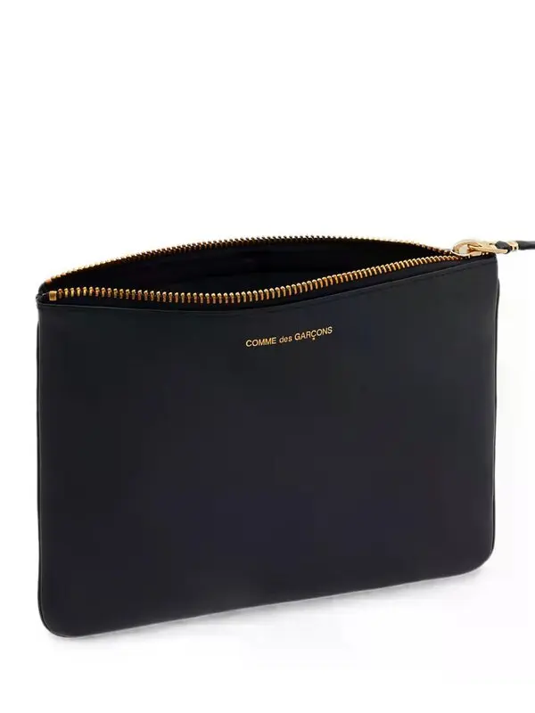 Comme Des Garçons Logo-print Leather Pouch - Blue