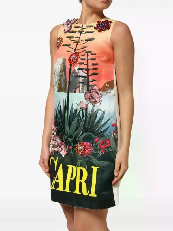 Dolce & Gabbana Graphic Print Embellished Mini Dress
