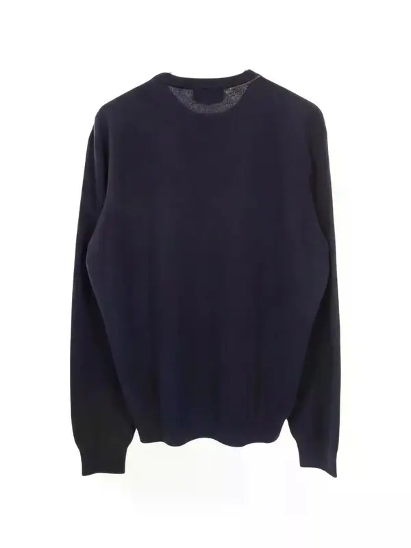 Hermès Navy Cashmere Sweater With Leather Stitching - Blue