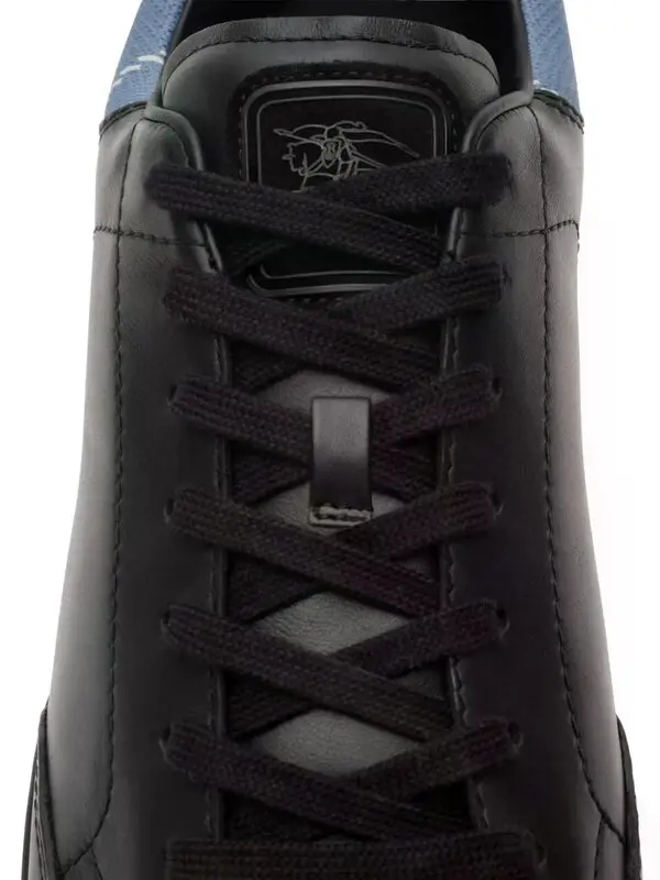 Burberry Leather Set Sneakers With Check Cuff