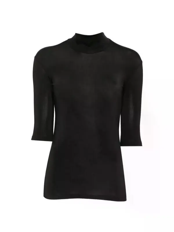 A.M.G. High-neck Elbow-sleeve Top
