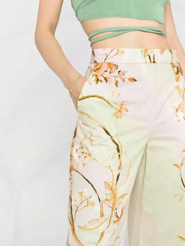Alberta Ferretti High-waist Floral Print Trousers
