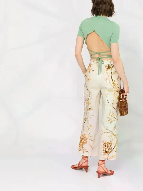 Alberta Ferretti High-waist Floral Print Trousers
