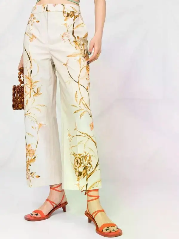 Alberta Ferretti High-waist Floral Print Trousers