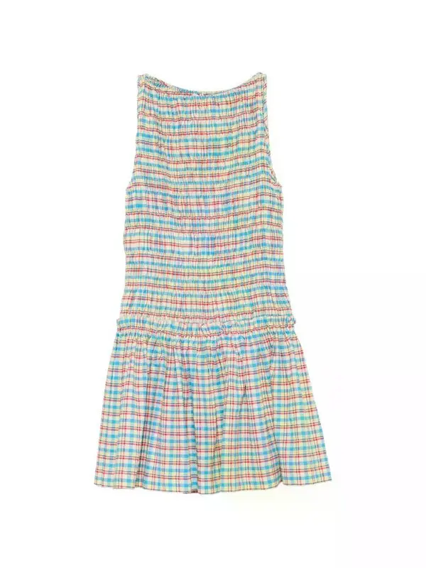 Faithfull The Brand Gala Smocked Checkered Mini Dress - Blue