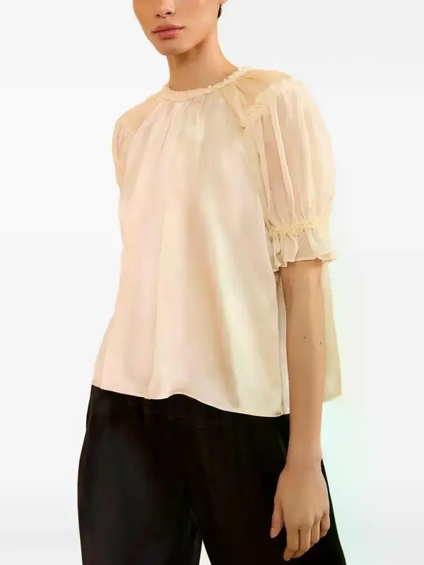Ulla Johnson Alina Puffed-sleeve Silk Blouse - Neutrals