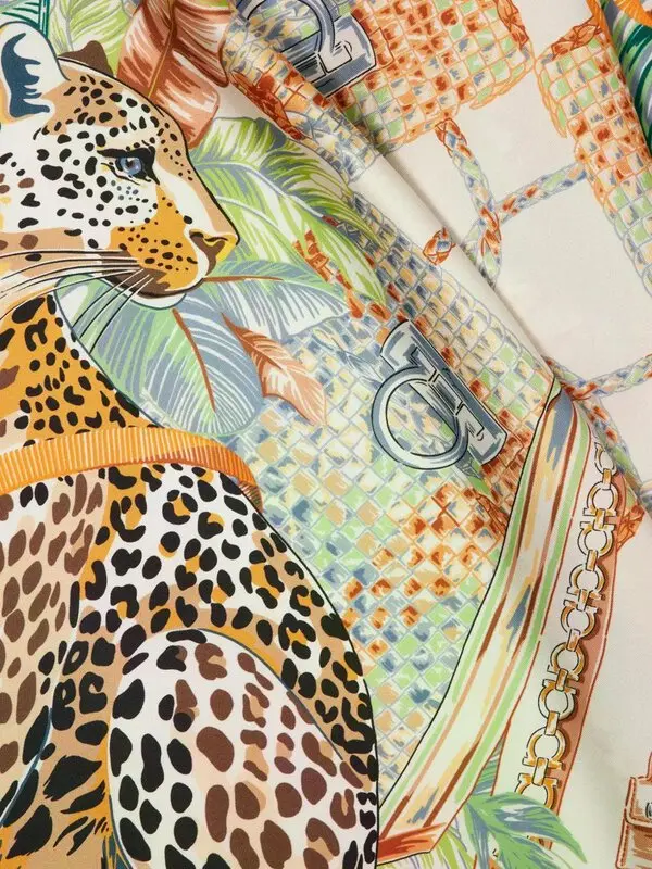 FERRAGAMO Leopard-print Scarf - Orange