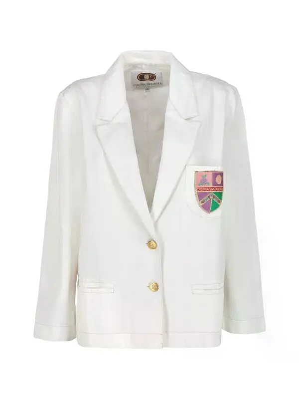 Vintage Cristina Santandrea Cotton Crest Patch Blazer