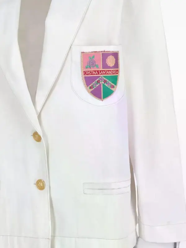 Vintage Cristina Santandrea Cotton Crest Patch Blazer