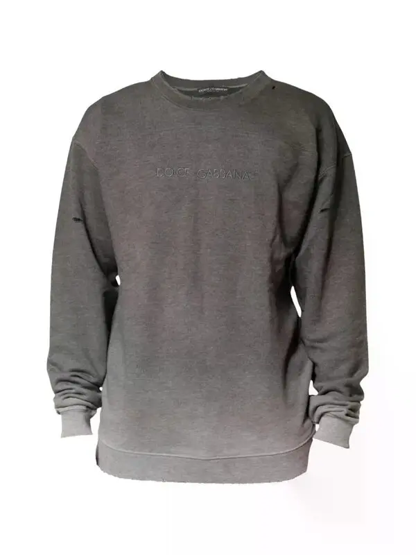 Dolce & Gabbana Distressed Logo Embroidered Sweatshirt
