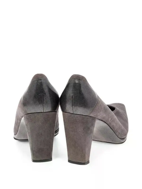 STUART WEITZMAN Suede Almond Toe Block Heel Pumps