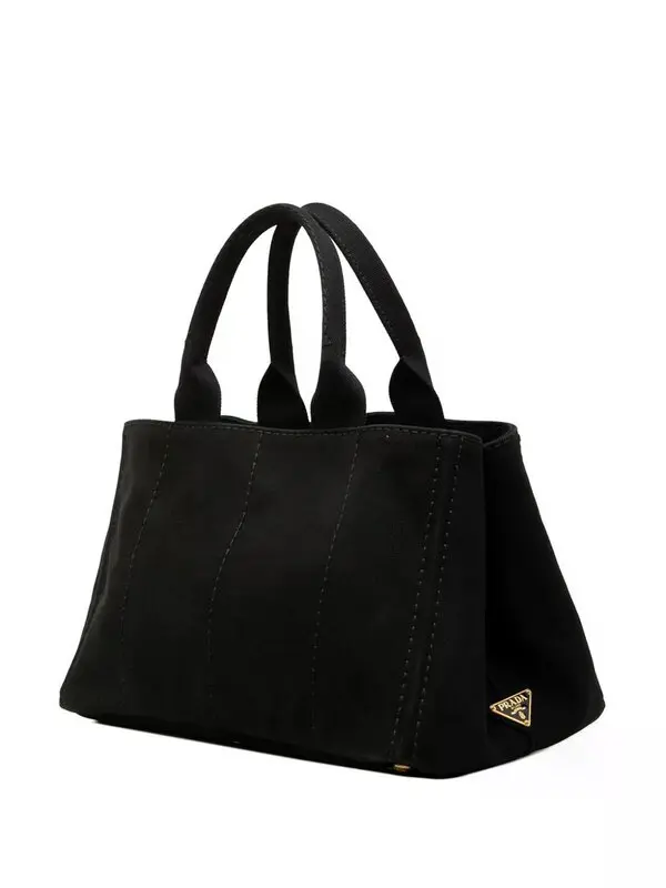 Prada Canvas Canapa Logo Tote Satchel - Black