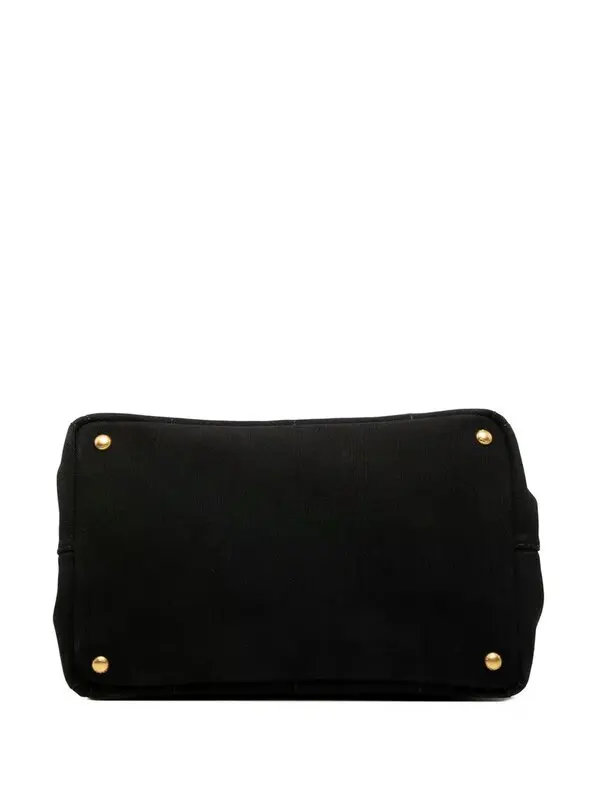 Prada Canvas Canapa Logo Tote Satchel - Black